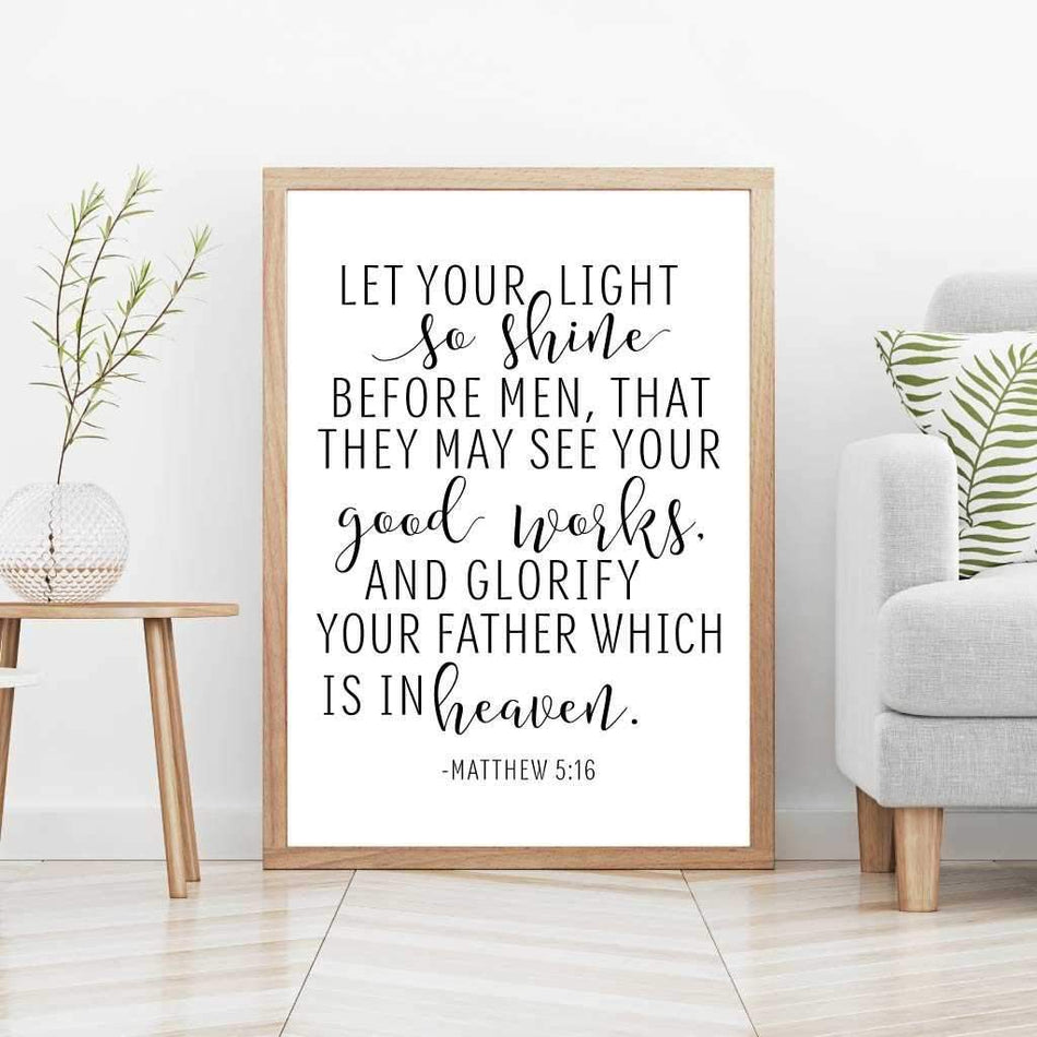 Printable Matthew 5:16 Wall Art Template | Hadley Designs