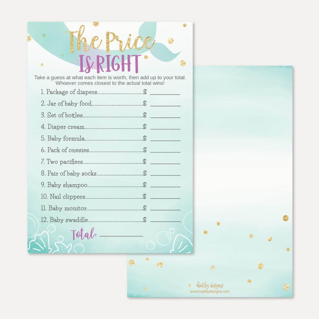 Printable Mermaid Baby Shower Game Set Templates | Hadley Designs ...