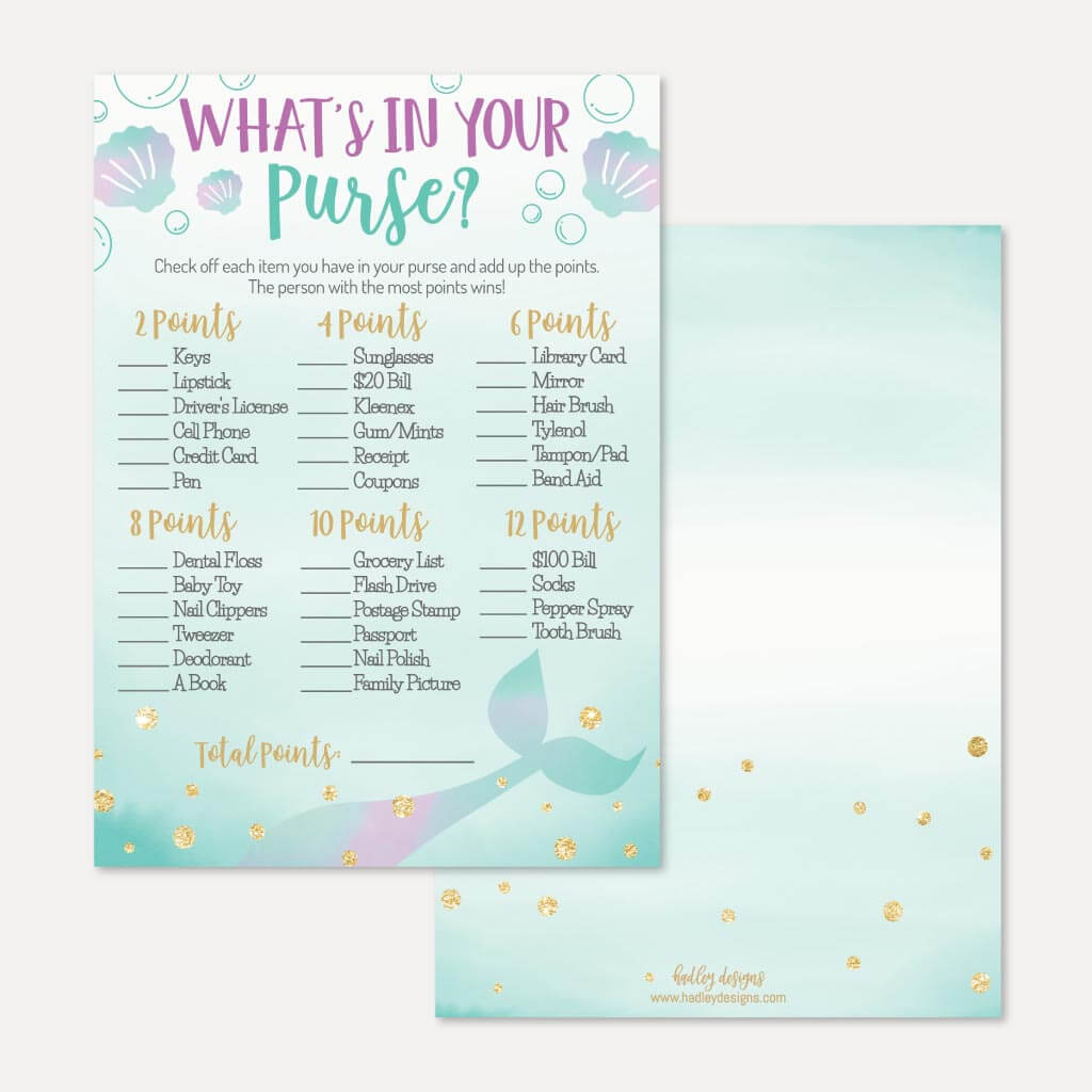Printable Mermaid Baby Shower Game Set Templates | Hadley Designs ...