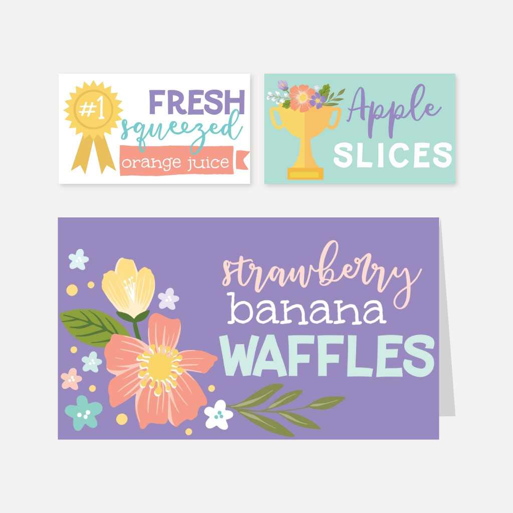 Printable Floral Mother's Day Food Tent Cards Template | Hadley Designs ...