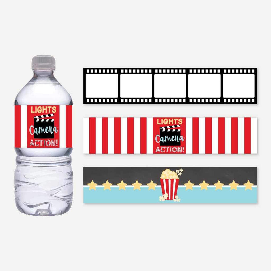 Printable Movie Party Bottle Wraps Template | Hadley Designs - Printables