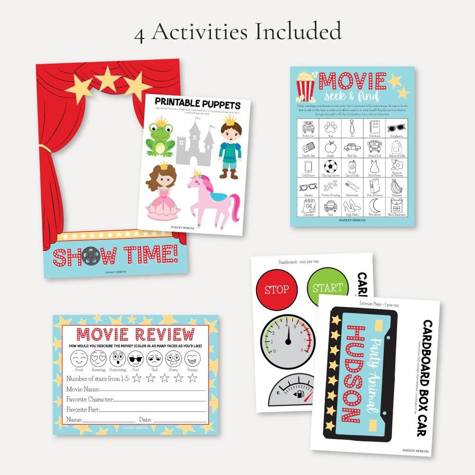 Printable Movie Party Complete Package Templates | Hadley Designs