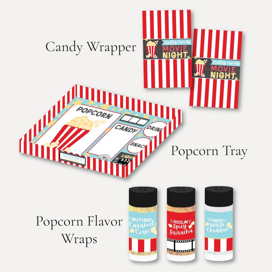 Printable Movie Party Complete Package Templates | Hadley Designs
