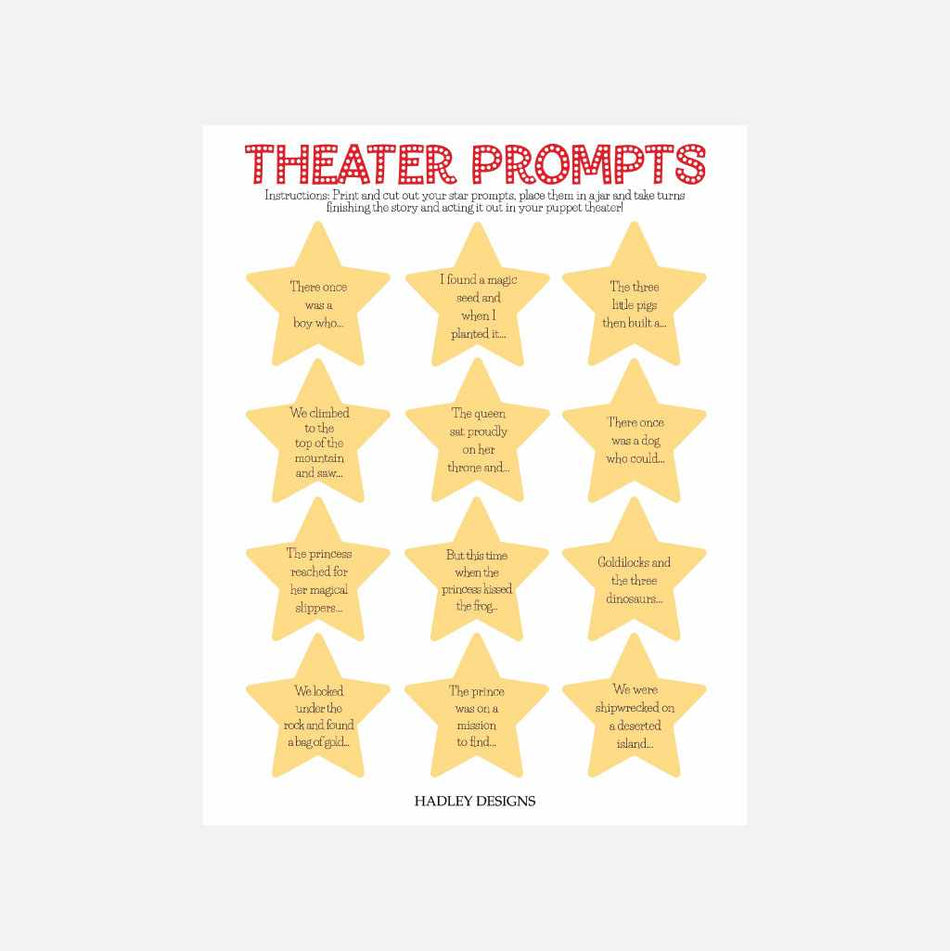 Printable Movie Party Puppet Theater Printables | Hadley Designs