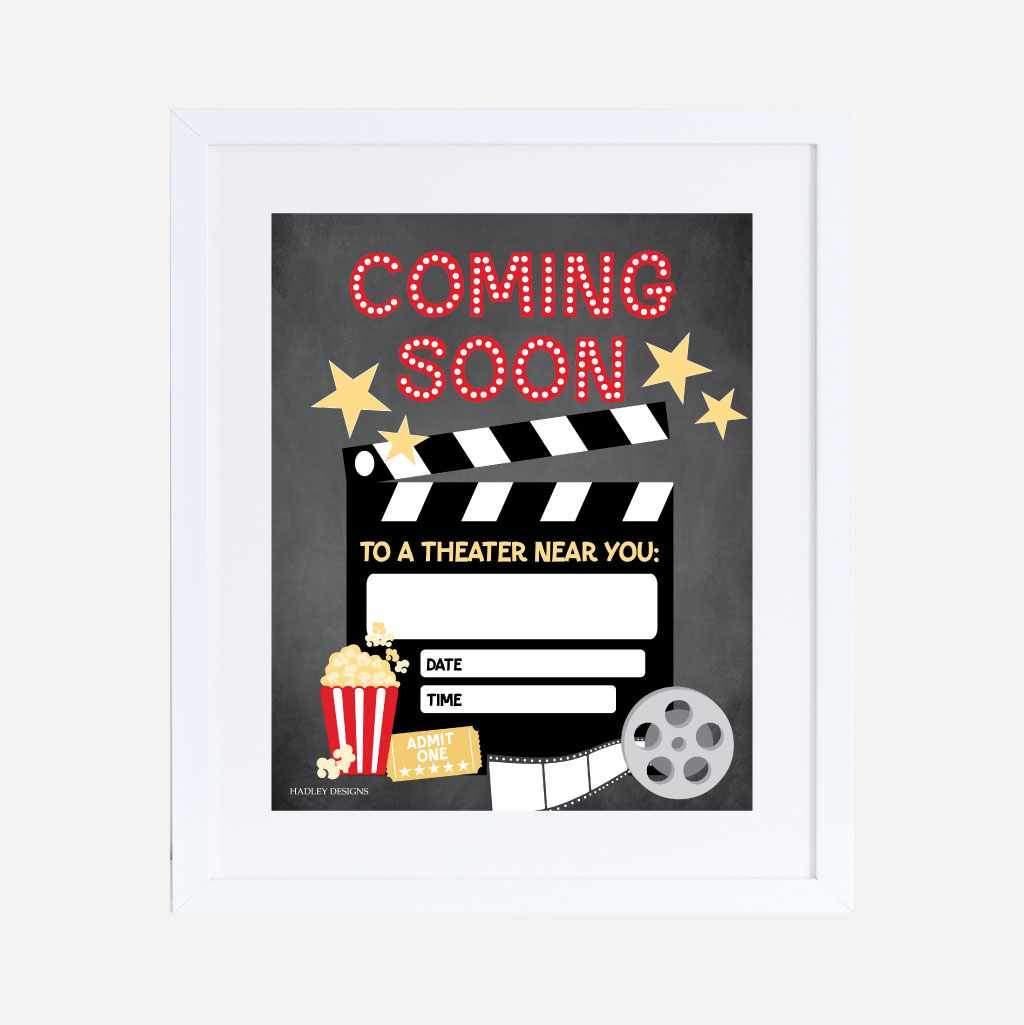Printable Movie Party Sign Set Templates | Hadley Designs