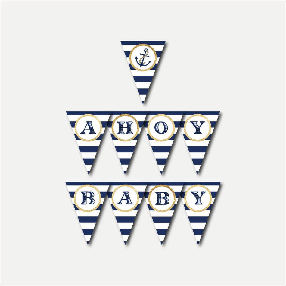 Printable Nautical Baby Shower Banner Template | Hadley Designs ...