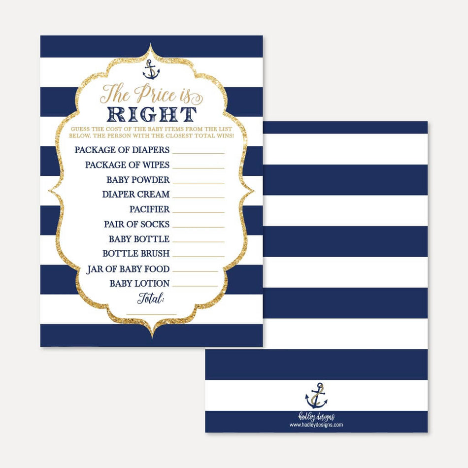 Printable Nautical Baby Shower Game Set Templates | Hadley Designs ...