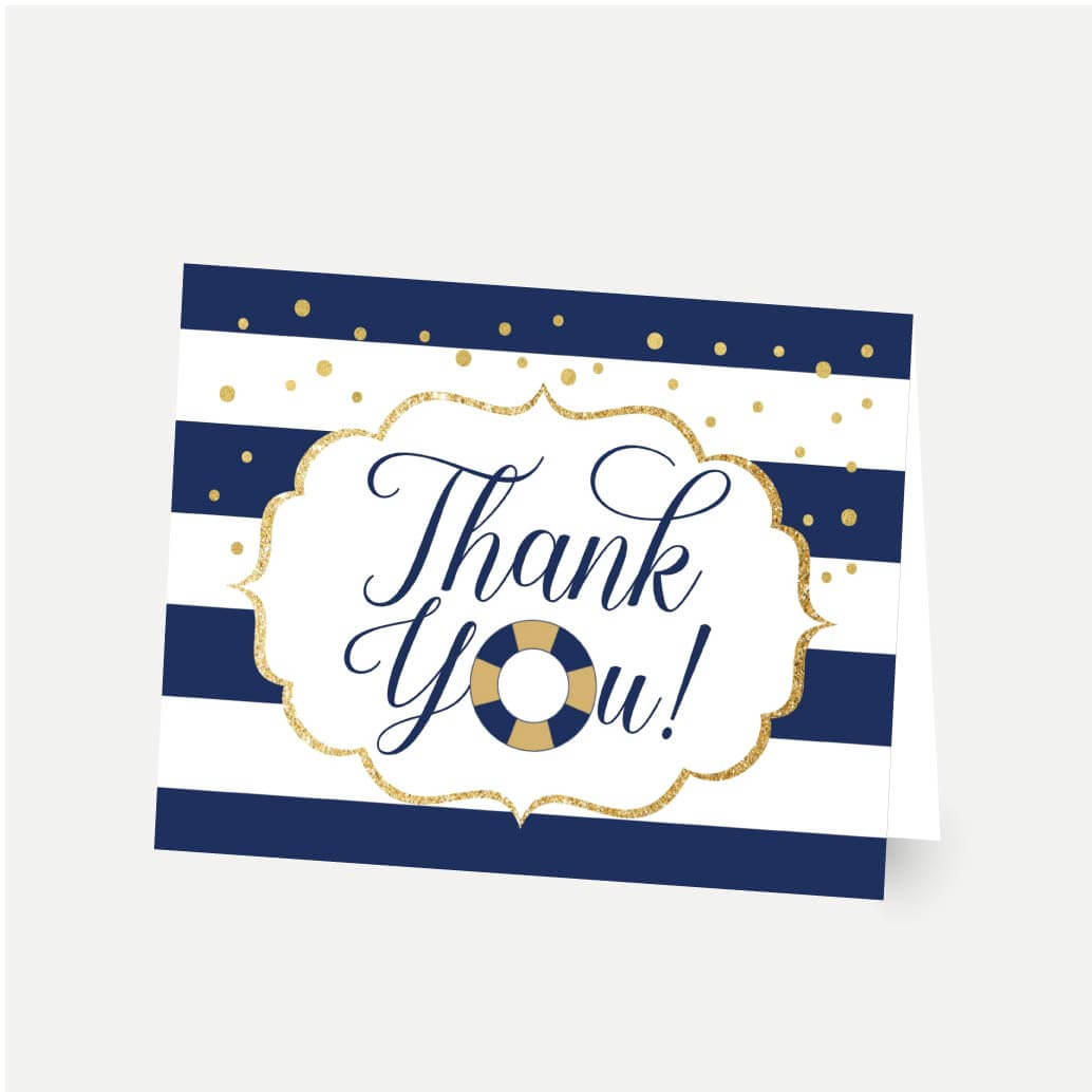 Printable Nautical Baby Shower Thank You Card and Favor Tags Templates ...