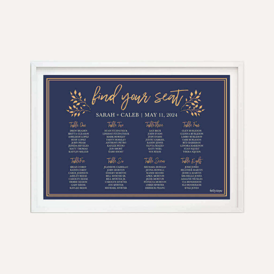 Printable Navy Mustard Rustic Wedding Seating Chart Sign Template ...
