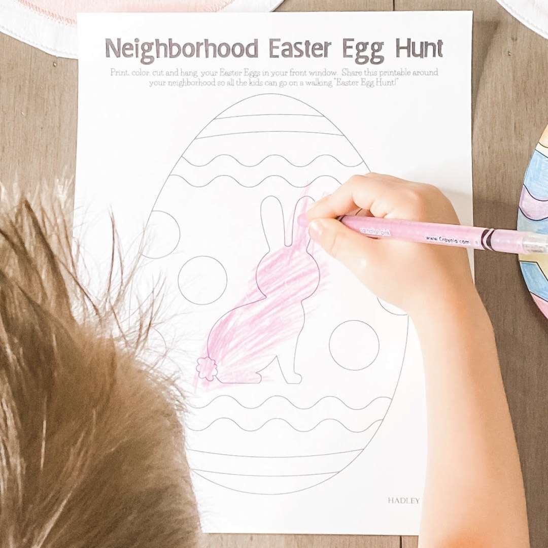 Printable Neighborhood Easter Egg Hunt Coloring Template | Hadley Designs