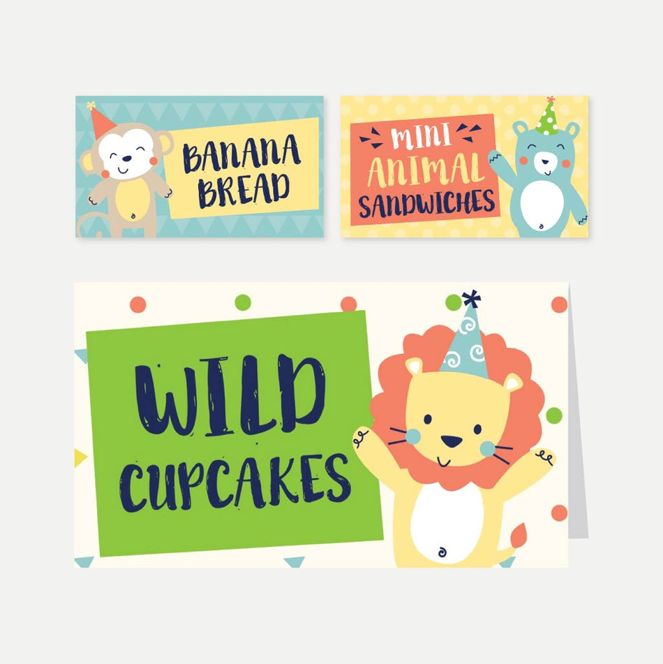 Printable Animal Kids Party Food Tent Cards Template | Hadley Designs ...