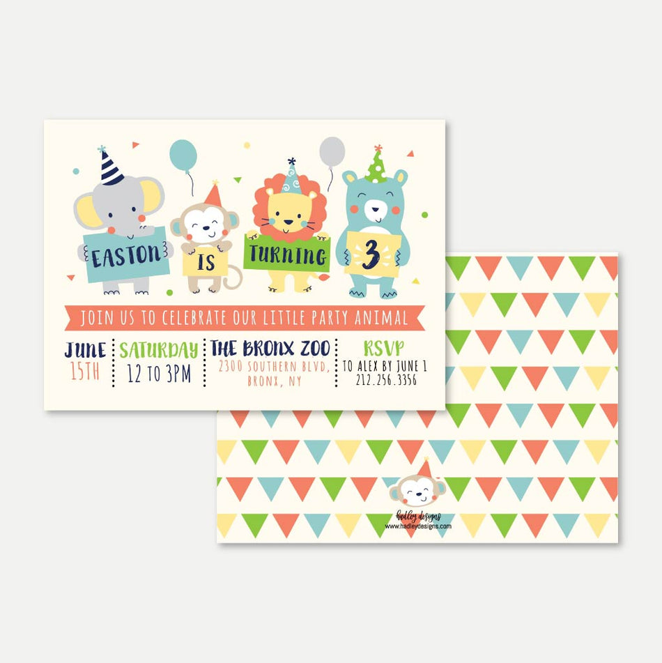 Printable Animal Kids Party Invitation Template | Hadley Designs