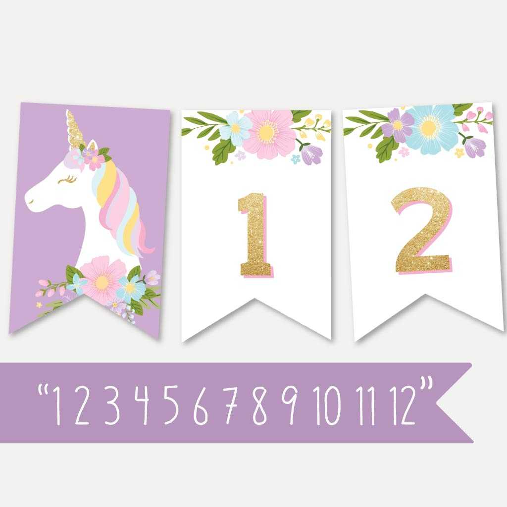 Printable Pastel Floral Unicorn Kids Party Banner Template | Hadley ...