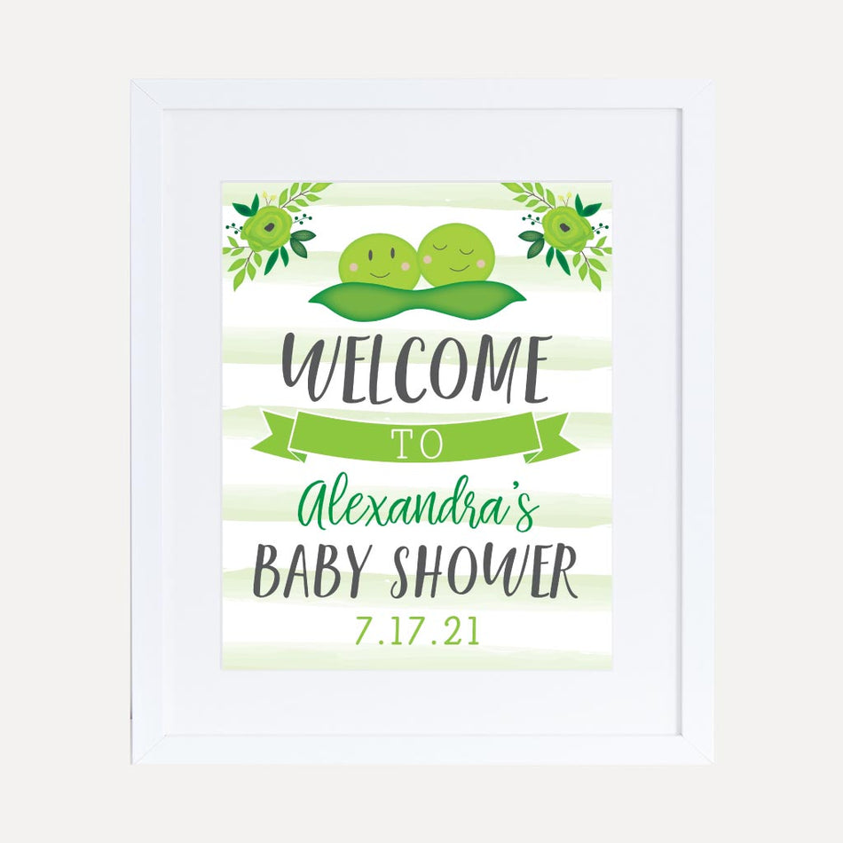 Printable Peas In A Pod Twins Baby Shower Welcome Sign Template ...