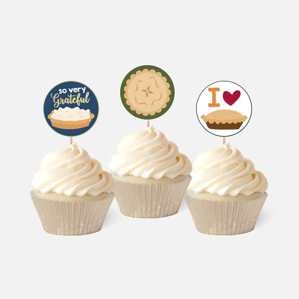 Printable Pie Night Cupcake Toppers Template | Hadley Designs