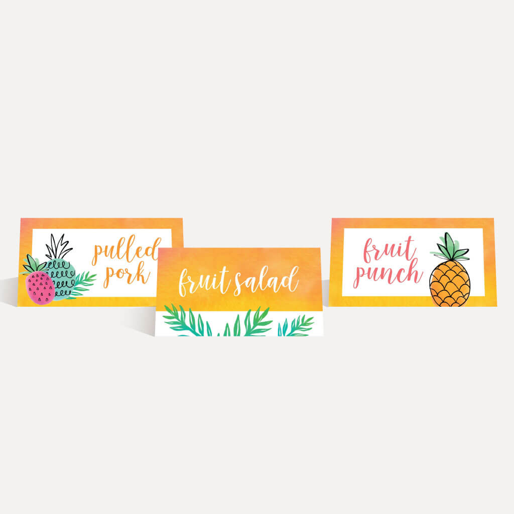 Printable Pineapple Baby Shower Food Tent Cards Template | Hadley Designs