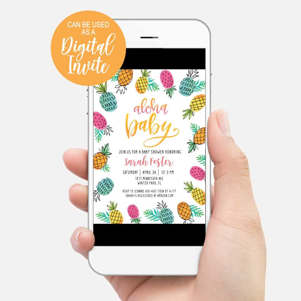 Printable Pineapple Baby Shower Invitation Template | Hadley Designs