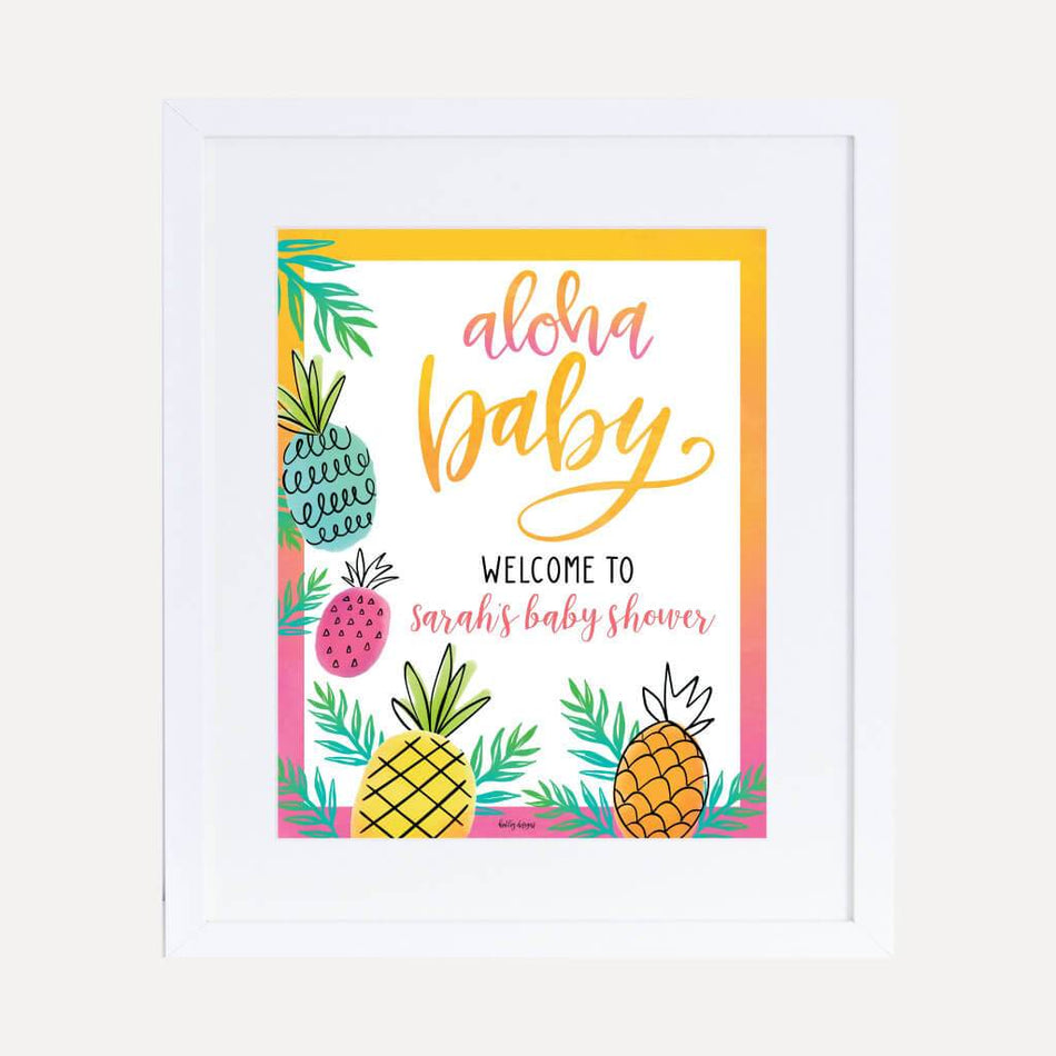 Printable Pineapple Baby Shower Welcome Sign Template | Hadley Designs ...