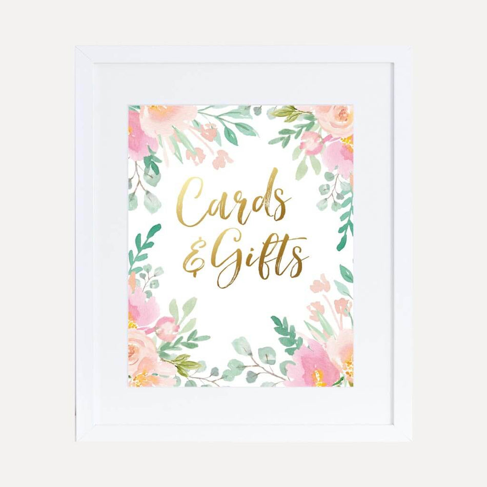 Printable Pink Pastel Floral Baby Shower Gifts Sign Template | Hadley Designs - Printables