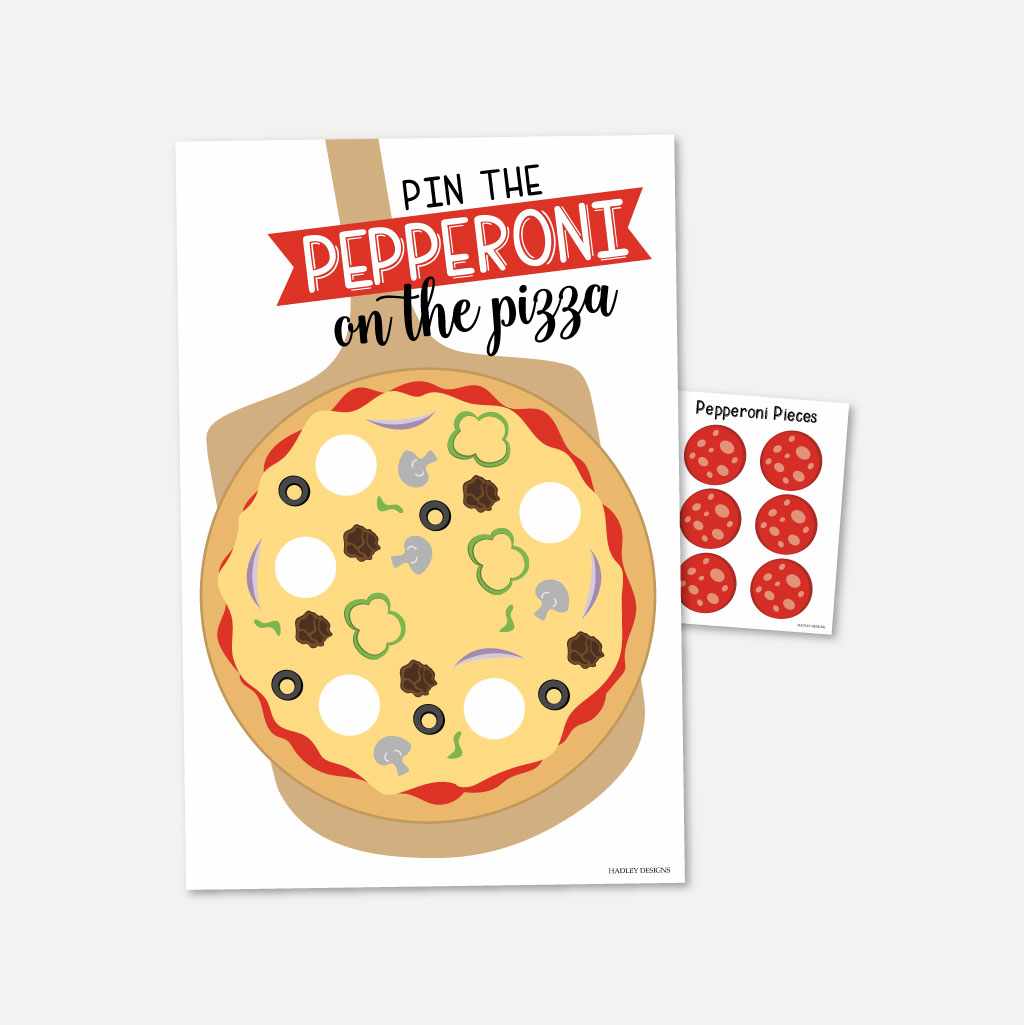 Printable Pizza Party Pin The Pepperoni Game Template | Hadley Designs
