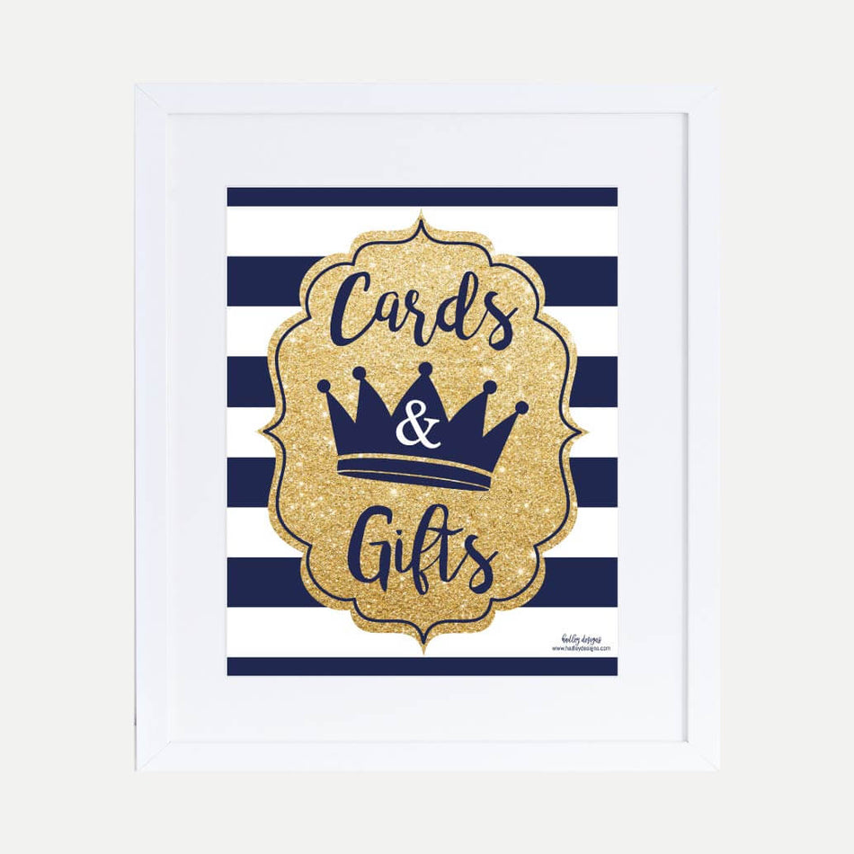 Printable Prince Baby Shower Cards and Gifts Sign Template | Hadley ...