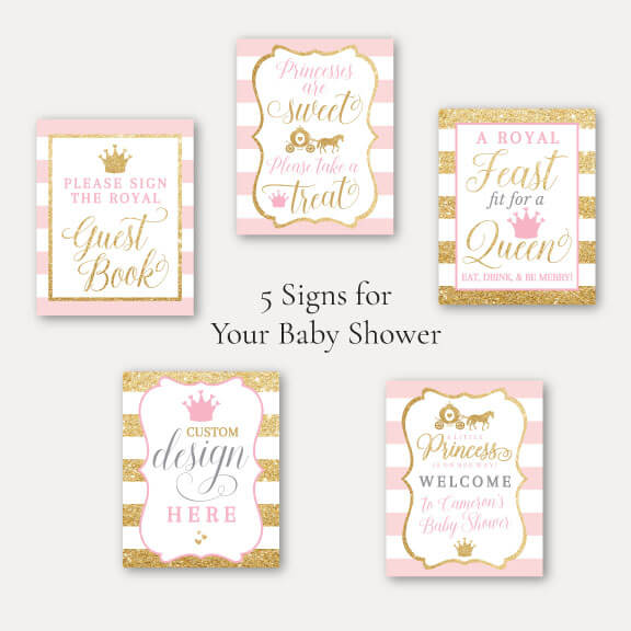 Printable Princess Baby Shower Complete Package Templates | Hadley Designs