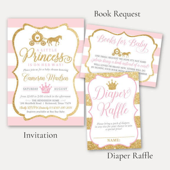 Printable Princess Baby Shower Complete Package Templates | Hadley Designs