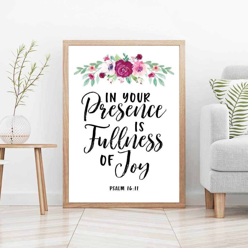 Printable Floral Psalm 16:11 Wall Art Template | Hadley Designs