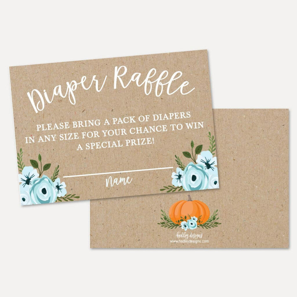 Printable Pumpkin Boy Baby Shower Diaper Raffle Template | Hadley ...