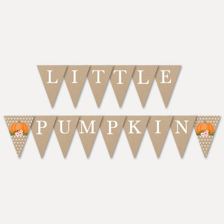 Printable Pumpkin Girl Baby Shower Banner Template | Hadley Designs