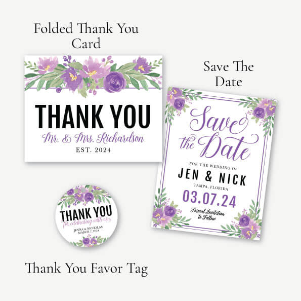 Printable Purple Floral Arch Wedding Complete Package Templates ...