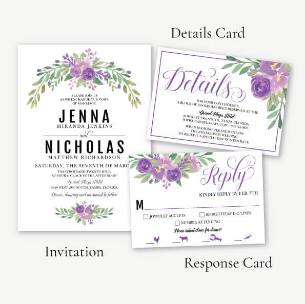 Printable Purple Floral Arch Wedding Complete Package Templates ...