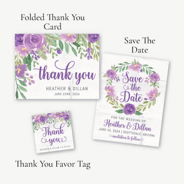 Printable Purple Floral Rustic Wedding Complete Package Templates ...