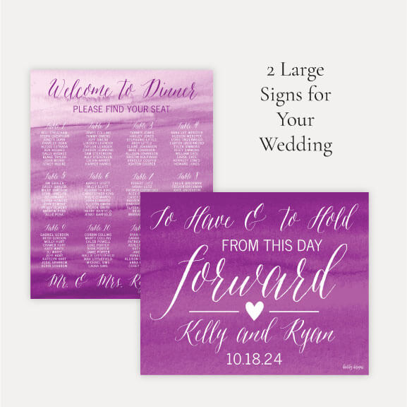 Printable Purple Watercolor Wedding Complete Package Templates | Hadley ...