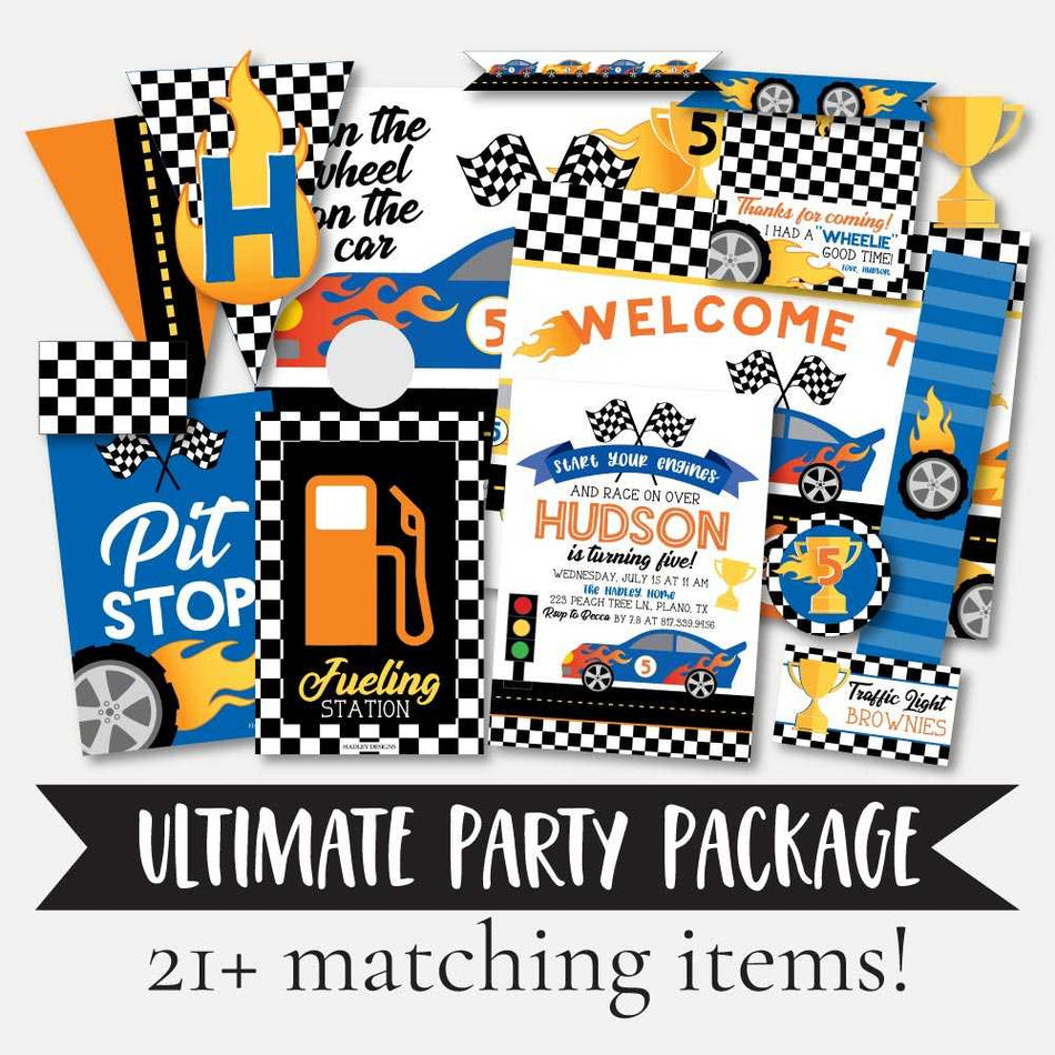 Printable Race Car Kids Party Complete Party Package Templates | Hadley ...