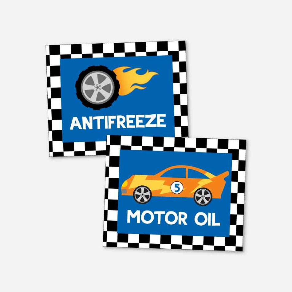 Printable Race Car Kids Party Drink Label Templates | Hadley Designs ...