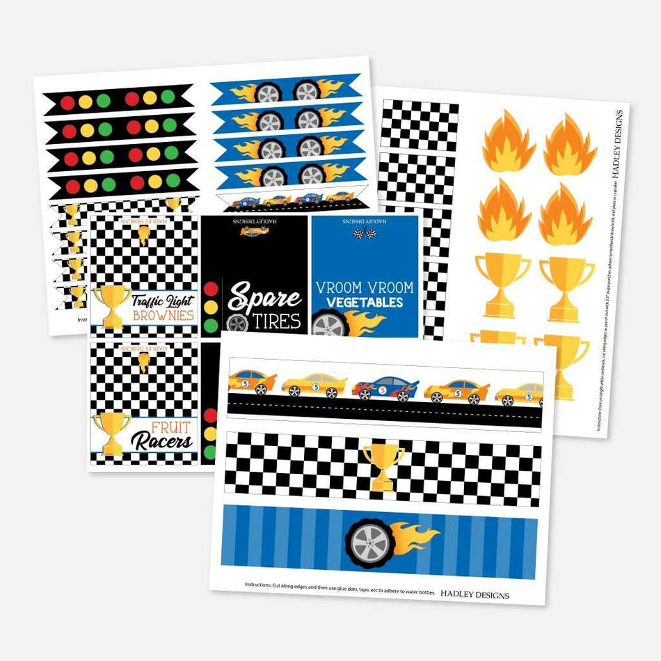 Printable Race Car Kids Party Accessories and Decor Templates | Hadley ...