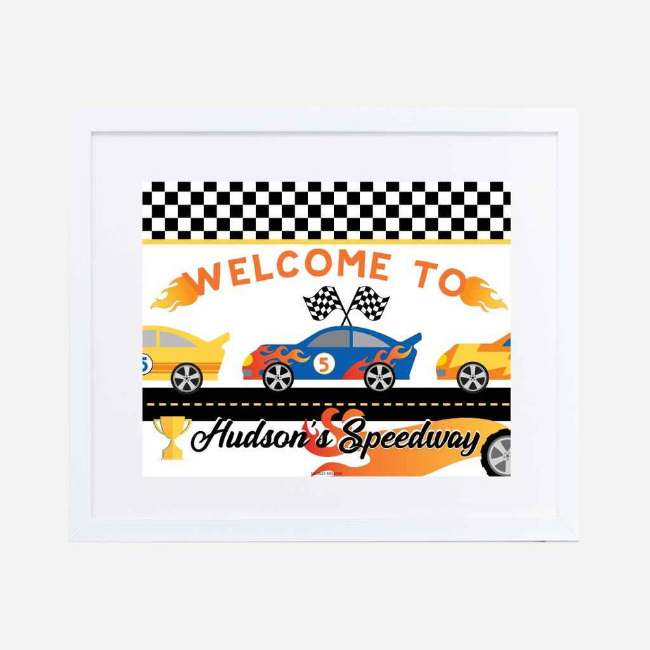 Printable Race Car Kids Party Welcome Sign Template | Hadley Designs ...