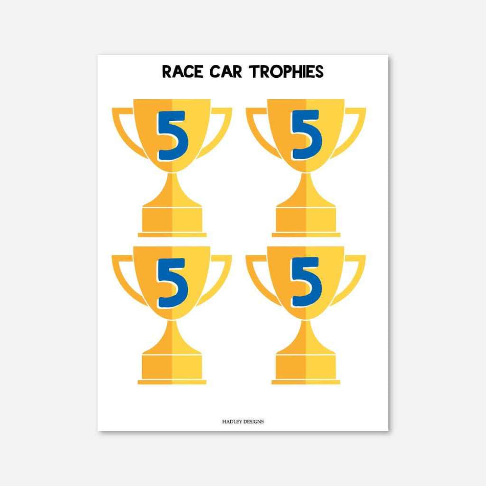 Printable Race Car Kids Party Trophy Templates | Hadley Designs ...