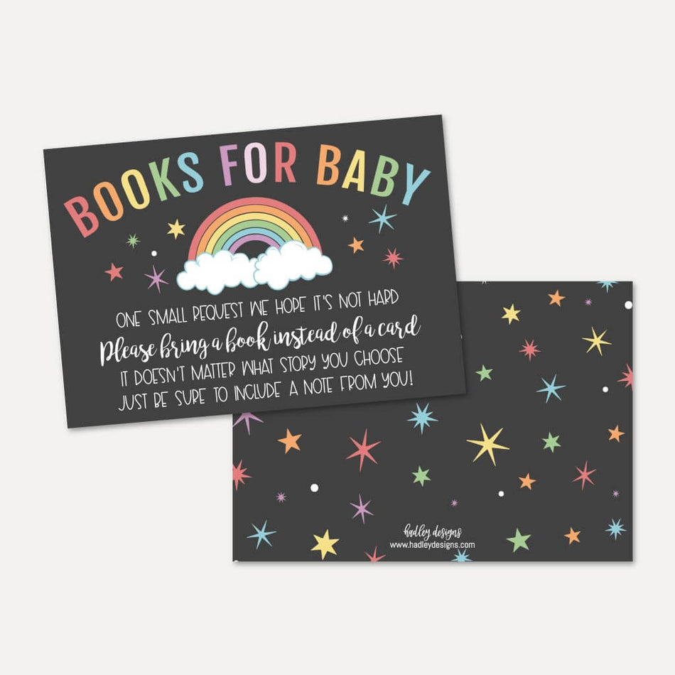 Printable Rainbow Baby Shower Book Request Template | Hadley Designs ...