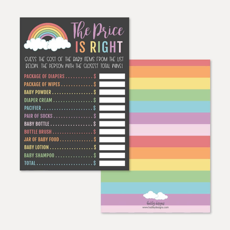 Printable Rainbow Baby Shower Game Set Templates | Hadley Designs ...