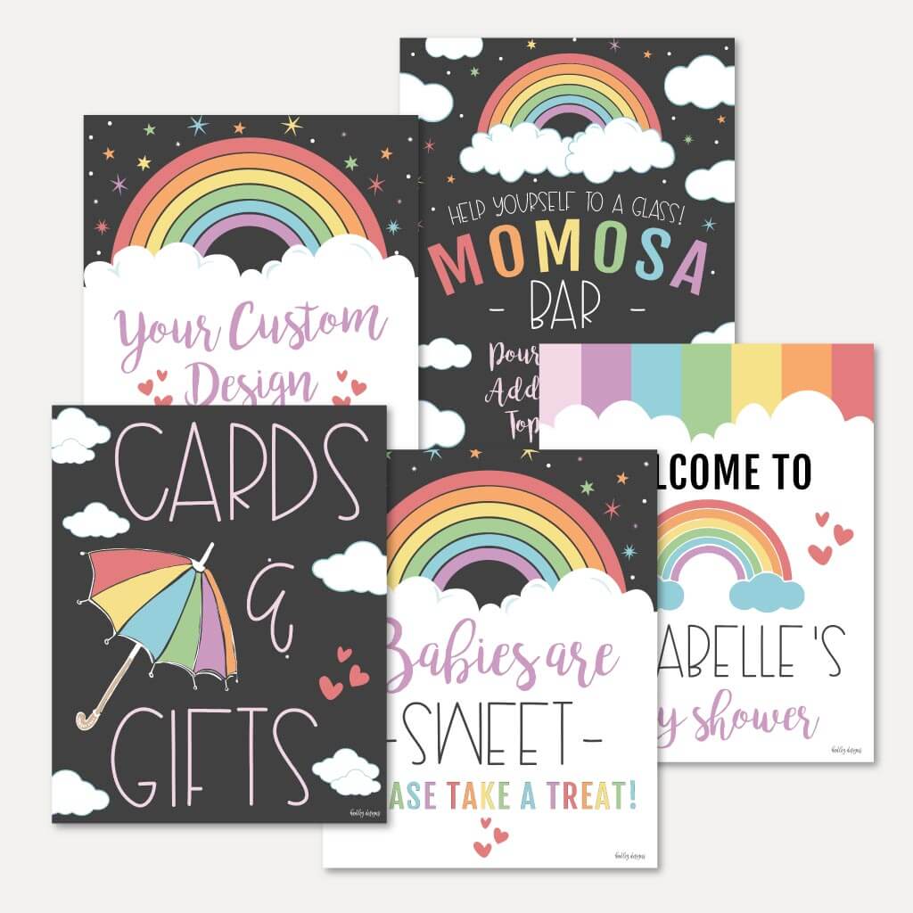 Printable Rainbow Baby Shower Signs Set Templates | Hadley Designs