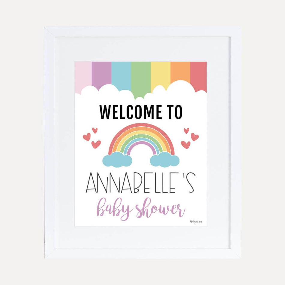 Printable Rainbow Baby Shower Welcome Sign Template | Hadley Designs ...