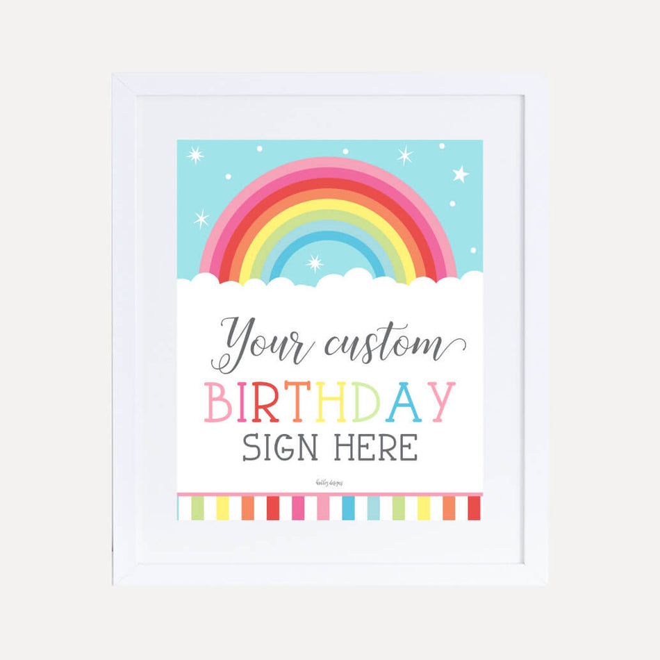 Printable Rainbow Kids Party Custom Sign Template | Hadley Designs ...