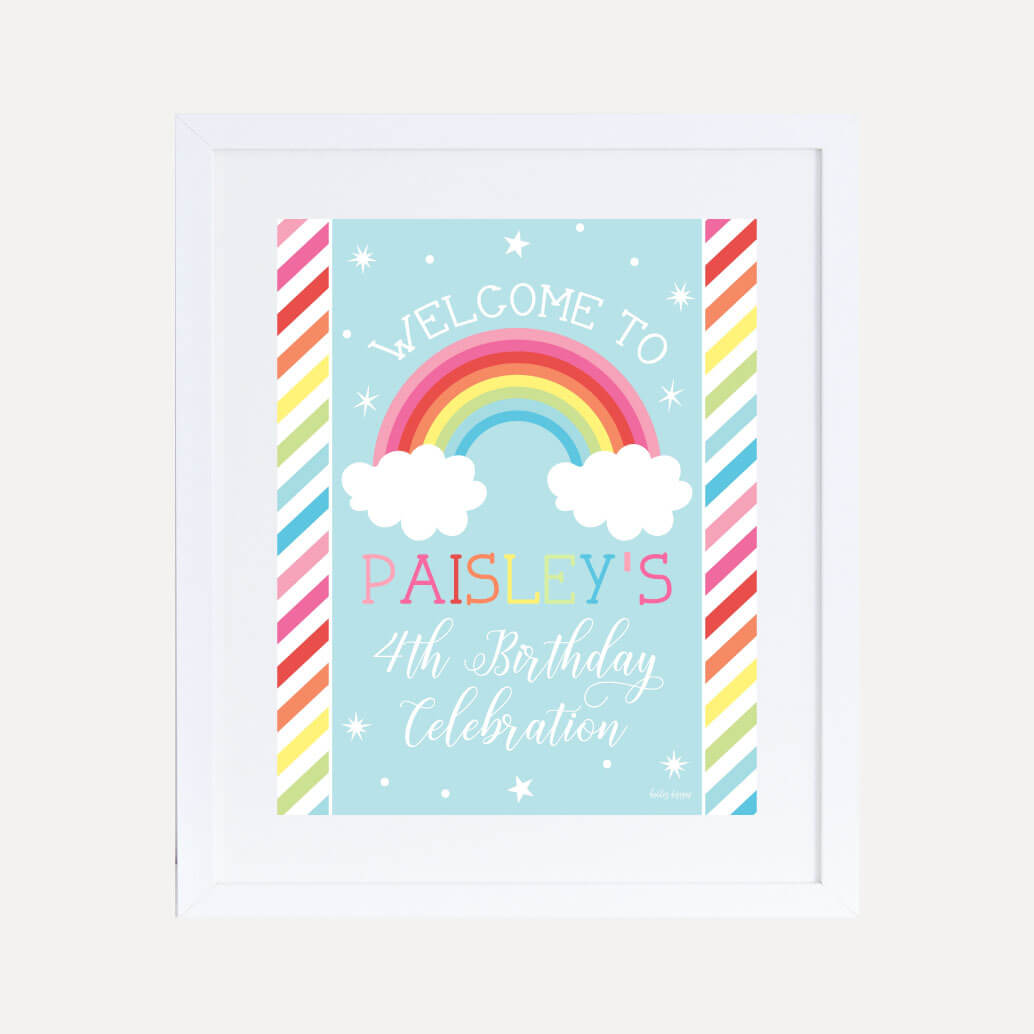Printable Rainbow Kids Party Welcome Sign Template | Hadley Designs ...