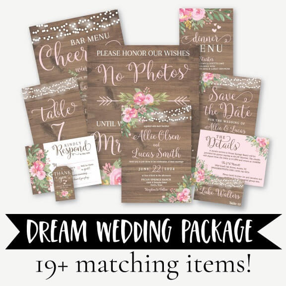 Printable Rustic Blush Floral Wedding Complete Package Templates ...