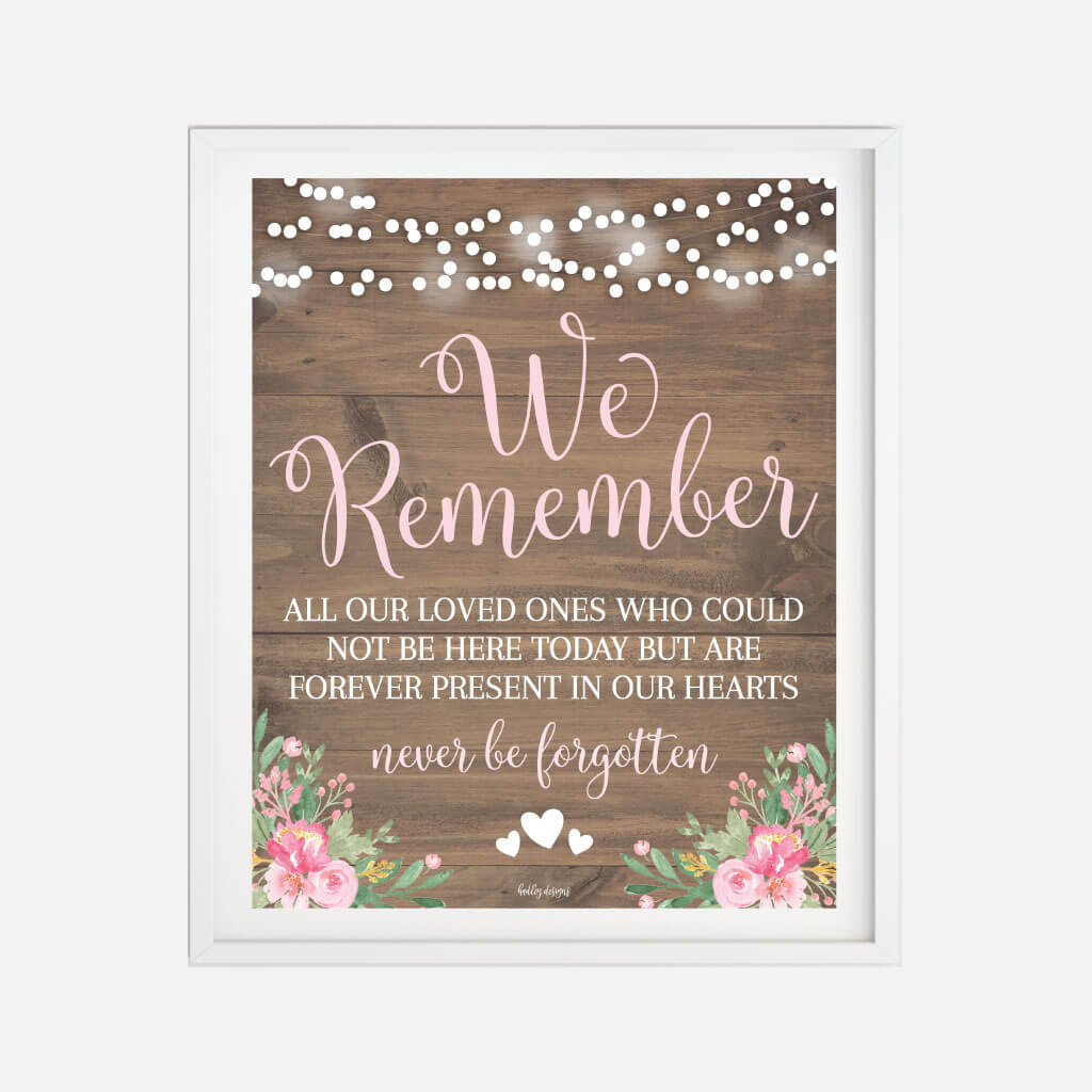 Printable Rustic Blush Floral Wedding In Loving Memory Sign Template ...