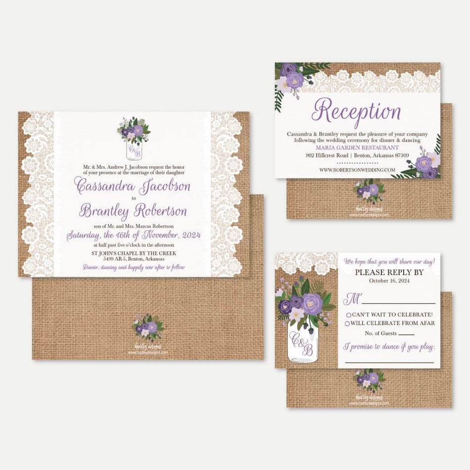 Mason Jar Wedding Invitations Template