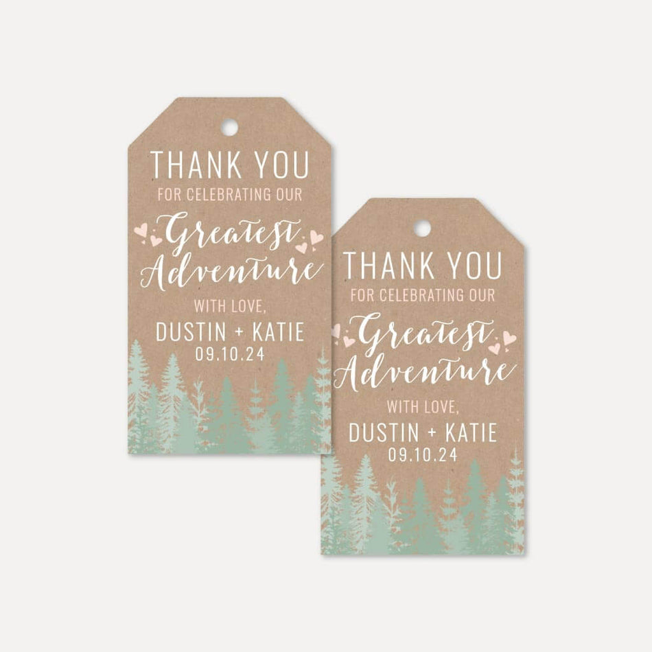 Printable Rustic Pine Tree Outdoor Wedding Thank You Favor Tags ...