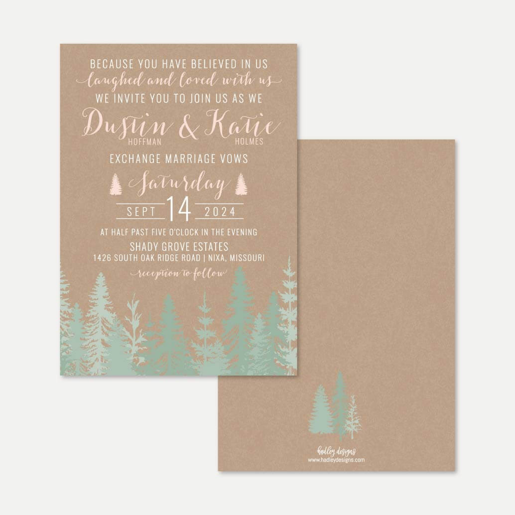 Printable Rustic Pine Tree Outdoor Wedding Invitation Template | Hadley ...
